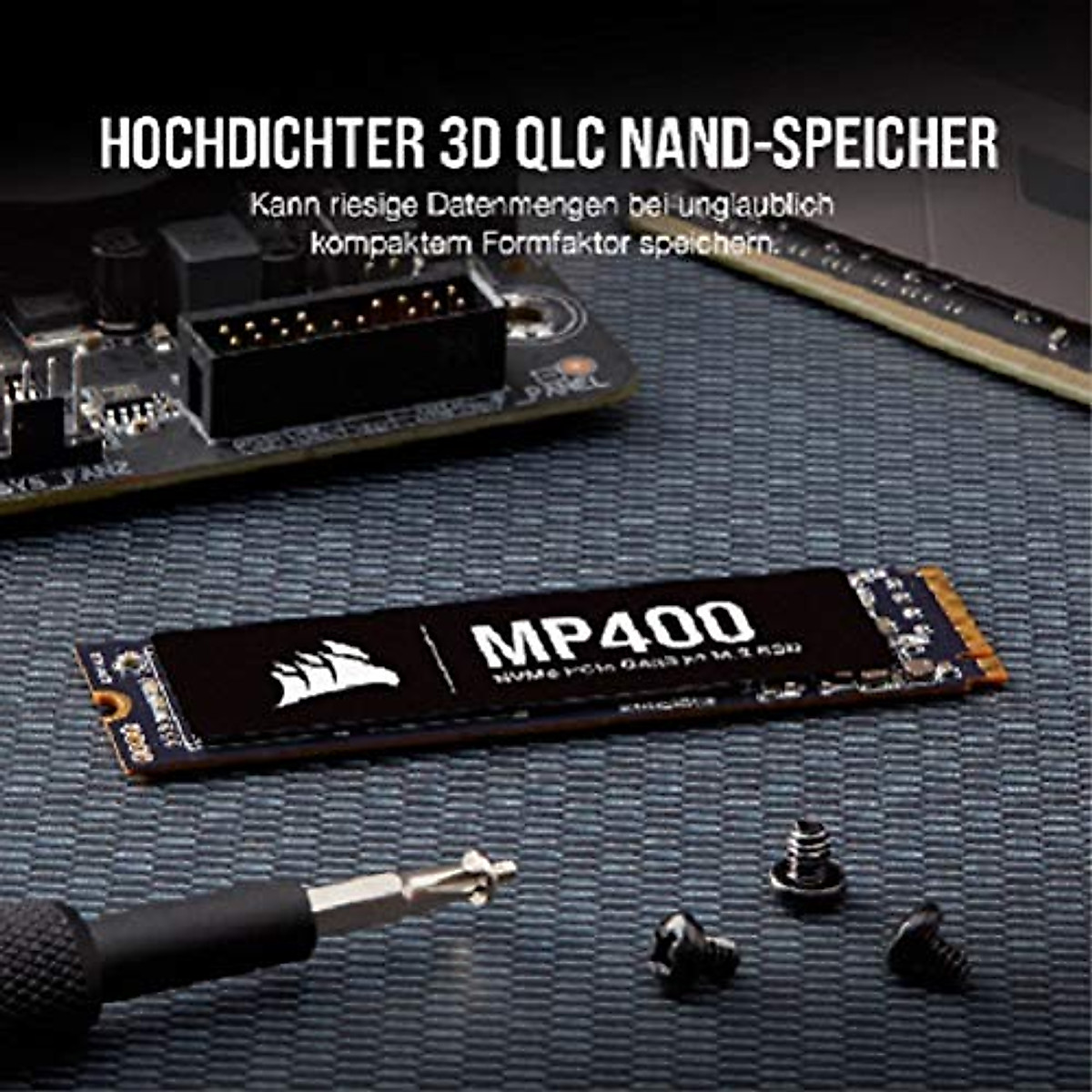Corsair MP400 8TB M.2 NVMe PCIe x4 Gen3 SSD (Sequential Read Speeds of up to 3,480 MB/s, Write Speeds of up to 3,000 MB/s, High-Density 3D QLC NAND) Black