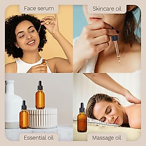 Bumobum 30ml Dropper Bottle with Measured Dropper and Labels, 2Pcs 1 oz Amber Glass Dropper Bottles for Essential Oils with Funnel, Tincture Bottle Droppers for Liquid