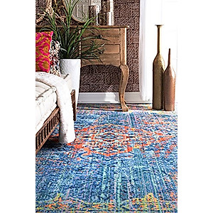 nuLOOM Andrus Vintage Area Rug, 8' x 10', Blue