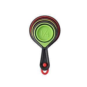 Collapsible Colander with Silicone Measuring Cups & Funnels for Filling Bottles, Food Strainers for Kitchen over the Sink with Extendable Handle (Green)