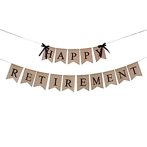 Burlap Happy Retirement Banner Retirement Party Decorations Banner for Men Women Black
