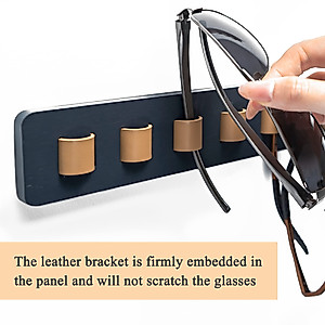 Owowong Sunglasses Organizer,Wood Storage Wall Mounted Eyewear Display，Hanging Sunglasses Storage Rack, Sunglass Holder for Living Room, Bedroom and Study, Home Decor, Black