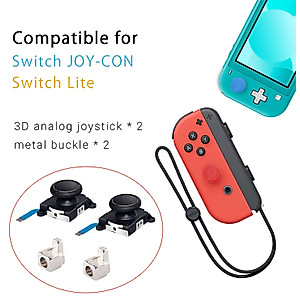 LONANDY 2 Pack Joycon Joysticks, Joycon Repair Kit Joystick Replacement Parts for Nintendo Switch, Switch Lite & Switch OLED, Include Thumb Grips, Metal Lock Buckles