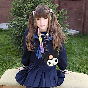 Kawaii Crossbody Bag - Black Rabbit Anime Purse Cute Coin Purse with Adjustable Shoulder Strap,Mini Black Wallet for Valentine's Day Birthday Gift