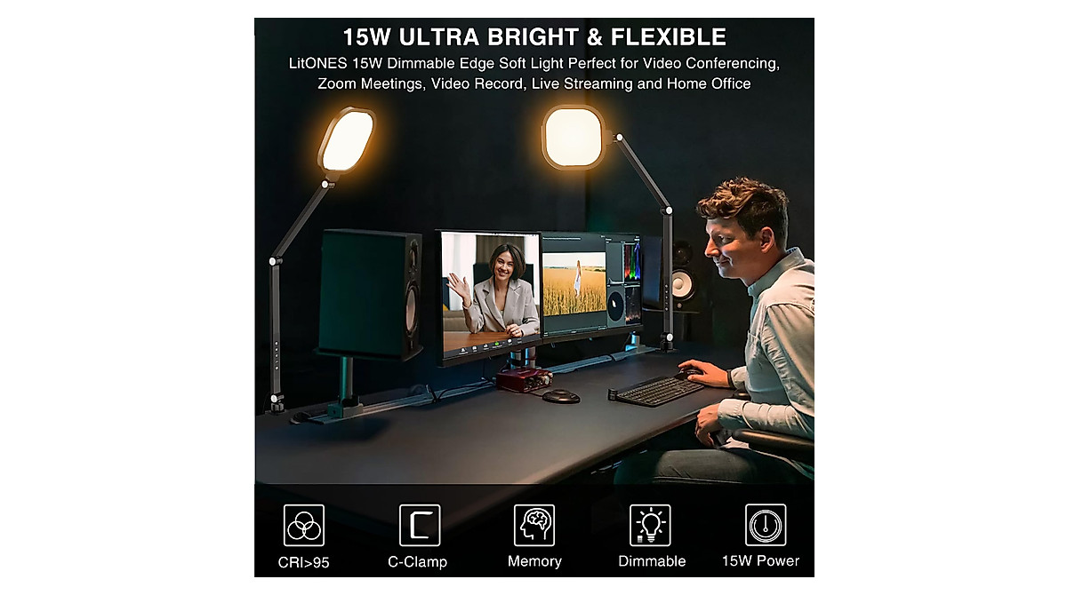 LitONES 2 Packs Desk Light - Desktop Light with Clamp for Video ...