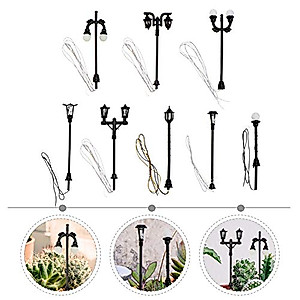Cabilock 8pcs Mini Street Light Model Solar Lamp Post Street Lights Microscopic Model Lights for Miniature Dollhouse Micro Landscape Fairy Garden Accessories Black