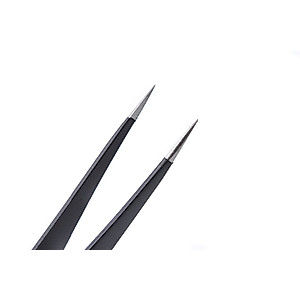 2pcs Tweezers Set Anti-static Stainless Steel for Ingrown Hair Curved Straight Professional Slant Tip &Splinter Tip Remover Tweezer