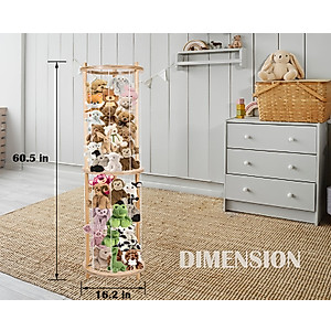 Vechor Round Animal Zoo Storage, Soft Toy Organizer, Solid Wood Zoo Cage for Plush Toys, Stuffed Animals Holder for Bedroom Playroom Nursery Room.