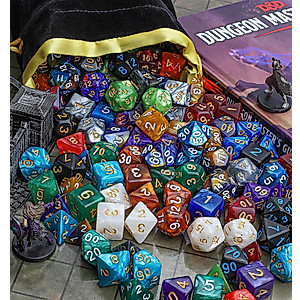 CiaraQ DND Dice Sets - 26 X 7 Polyhedral Dice (182pcs) with a Large Drawstring Bag Great for Dungeons and Dragons, Role Playing Table Game.