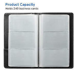 Sooez Leather Business Card Book Holder, Professional Business Cards Book Organizer, 240 Card Capacity PU Name Card Credit Cards Book Holder Booklet (Black)