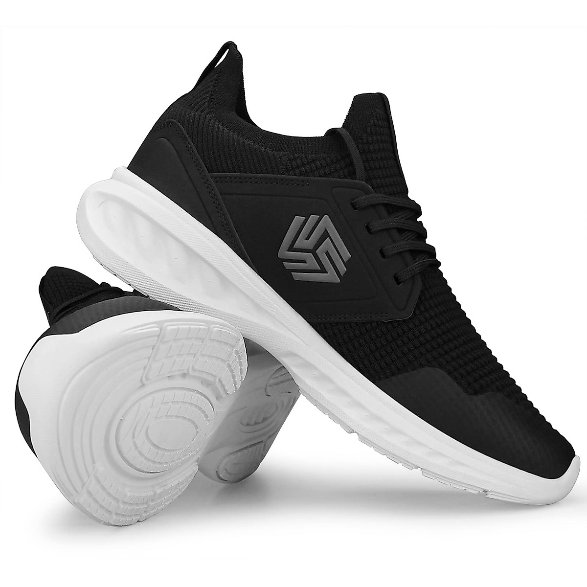 Giniros Womens Slip On Walking Shoes Non Slip Running Shoes Breathable Workout Shoes Lightweight Gym Sneakers Black White Size 8.5