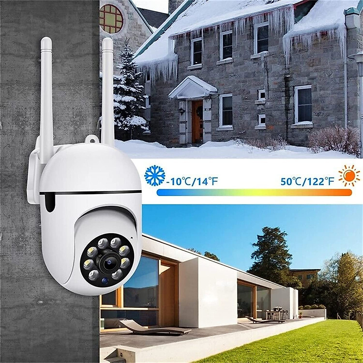 KUNTLEY Outdoor Security Cameras, 2.4GHz & 5G WiFi Cameras for Home Security, 1080P Dome Surveillance Cameras 360° View,2-Way Audio, Security Camera with Motion Detection (2PC)