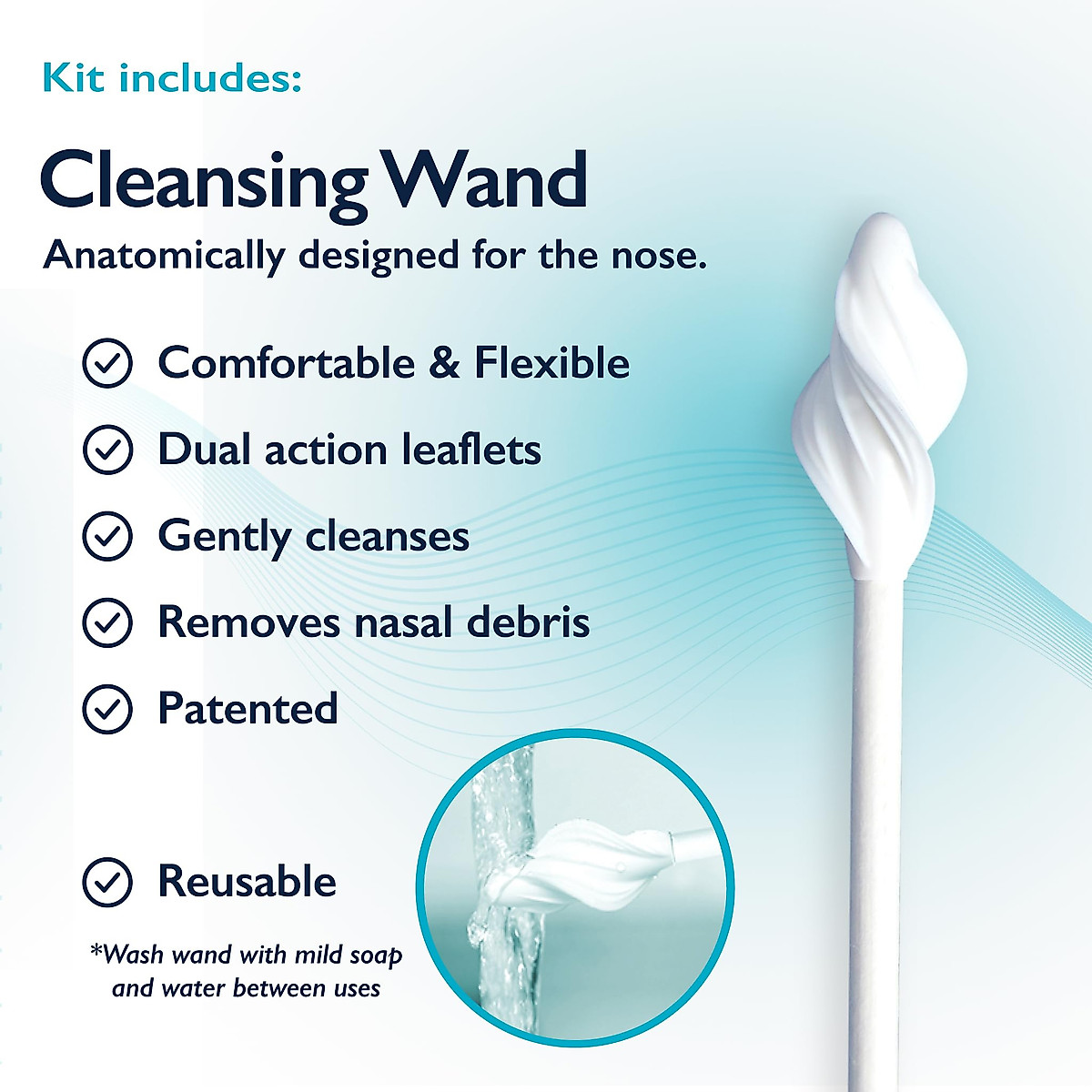 NasoClenz Nasal Cleansing Kit – Gentle, Washable Wand & Antiseptic Gel, Nose Cleaner reduces germs & Nasal Moisturizer for Fast Dry Nose & Allergy Relief (Unscented 4 Count, up to 50 uses)