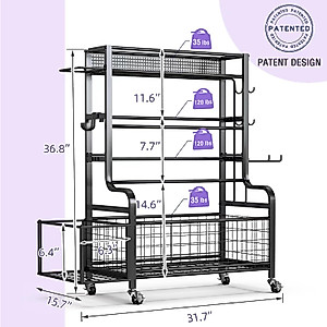 Dumbbell Rack, Weight Rack for Dumbbells, Home Gym Storage Rack for Yoga Mat Kettlebells Balls and Strength Training Equipment, Weight Storage Holder Rack for Dumbbells with Wheels and Hooks