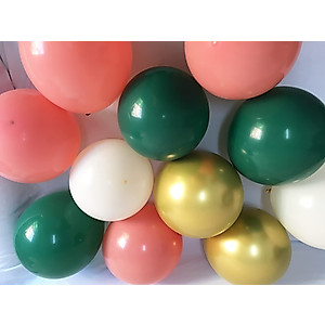 Birthday decorations for Women Girls with Emerald Green Dusty Rose Pink Balloons Rustic Banner and Happy Birthday Floral Cake Topper(Green +Peach)