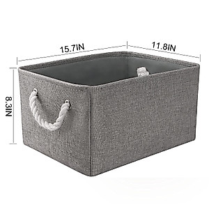 TheWarmHome Large Storage Bins Basket, 2 Pack Grey Fabric Storage Cubes for Changing Table Nursery Livingroom Kidsroom Playroom Toy, Collapsible Storage Baskets for organizing Shelves Closet