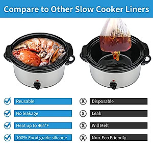 Silicone Slow Cooker Liners fit Crock-Pot 7-8 Quart, Reusable Crock Pot Liners, Leakproof Crock Pot Divider Insert Liners