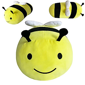 Pineapple Bee Plush Pillow, Giant Stuffed Animal Bee Plushie, Cute Stuffed Bee Plush Toy Birthday Gifts for Girls & Kids (24 inch)