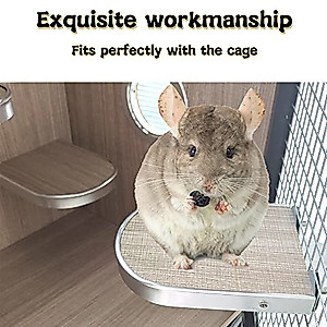 kathson Wooden Hamster Stand Platform Guinea Pig Climbing Exercise Toy Chinchilla Activity Playground Cage Accessories with Metal Edging for Bird Parrot Mouse Gerbil and Dwarf(6.5x5.7x0.87 inches)