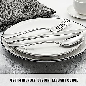 60 Piece Silverware Set for 12, Stainless Steel Flatware Set Tableware Set Inculde Forks Knives Spoons, Mirror Polished Cutlery Set for Home Kitchen and Restaurant Party, Dishwasher Safe