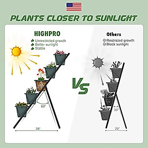 Highpro Vertical Garden Planter, 5 Tiers Vertical Raised Garden Bed Metal Elevated Herb Planter Box Vegetable Flower Planters for Patio Deck Outdoor Indoor