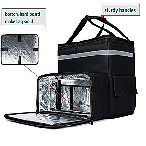 Insulated Pizza Delivery Bag, Food Delivery Backpack, Thermal Backpack for Food Transport,Leak-Proof Soft Sided Cooler Grocery Backpack for Take Out (Black)