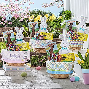 Let's Make Memories Personalized Create Your Own Wicker Easter Basket – Blue Bunny Design - Basket Only - Customize with Any Name - Medium