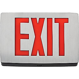 Lithonia Lighting LE S 1 R Face LED Exit Sign Aluminum Housing, Black/Silver