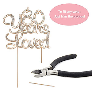 80 Cake Topper - Premium Rose Gold Metal - 80 Years Loved - 80th Birthday Party Sparkly Rhinestone Decoration Makes a Great Centerpiece - Now Protected in a Box