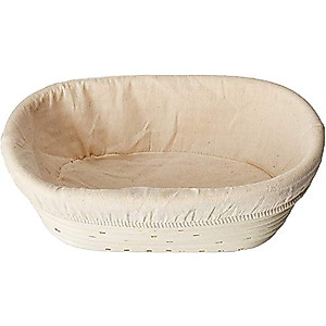 Set of 2 Oval (9.8 x 6 x 3.5 inch) Banneton Proofing Basket & Liner SUGUS HOUSE Brotform Dough Rising Rattan Handmade rattan bowl-Perfect For Artisan