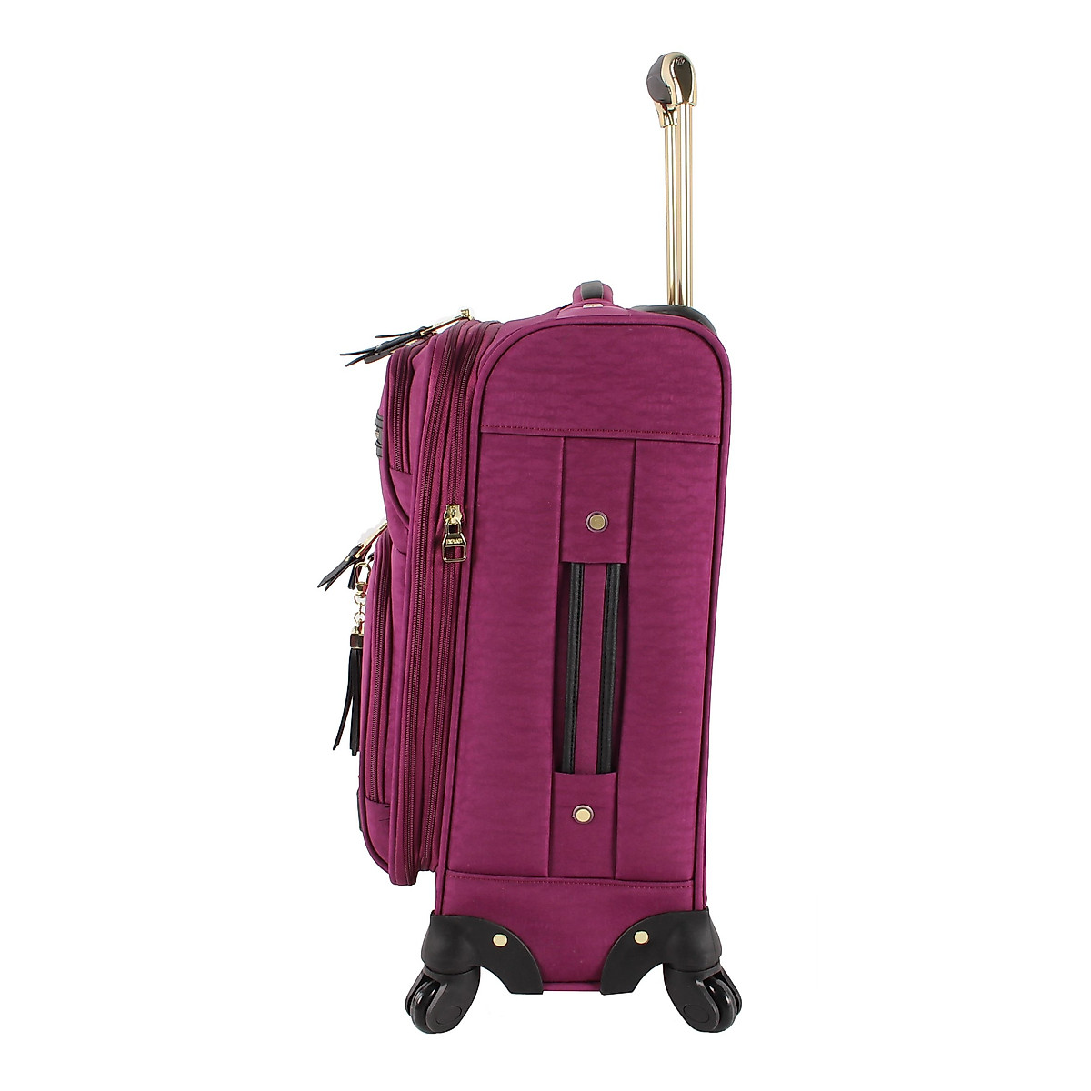Steve Madden Designer Luggage Collection - Lightweight Softside Expandable Suitcase for Men & Women - Durable 20 Inch Carry On Bag with 4-Rolling Spinner Wheels (Peek-A-Boo Purple)
