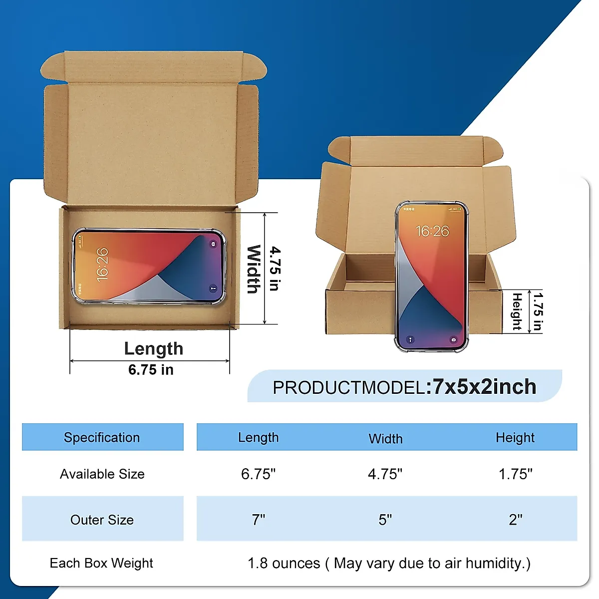 Famagic 12Pack 7x5x2 Small Mailing Boxes - Brown Shipping Boxes for Small Business, Corrugated Cardboard Mailer Boxes for Packaging, Bulk