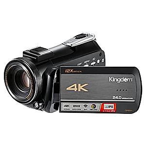 Kingdom 4k 12x Optical Zoom Camera Package with 4K Superior 12X Optical (100x Digital) Zoom Camera, Microphone, Wide Angle Lens, Lens Hood, Handheld Holder