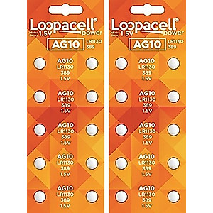 LOOPACELL AG10 LR1130 389 Alkaline Watch Batteries X 20