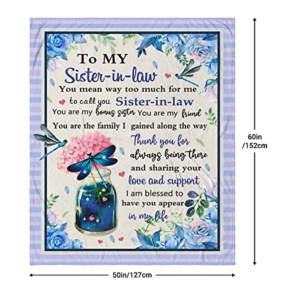 Sister in Law Gifts Blanket Gifts for Sister in Law Bonus Sister Gifts for Birthday Christmas Wedding Engagement, Throw Blankets Flannel Fleece Soft Warm Cozy for Bed Sofa Couch 50”x60”