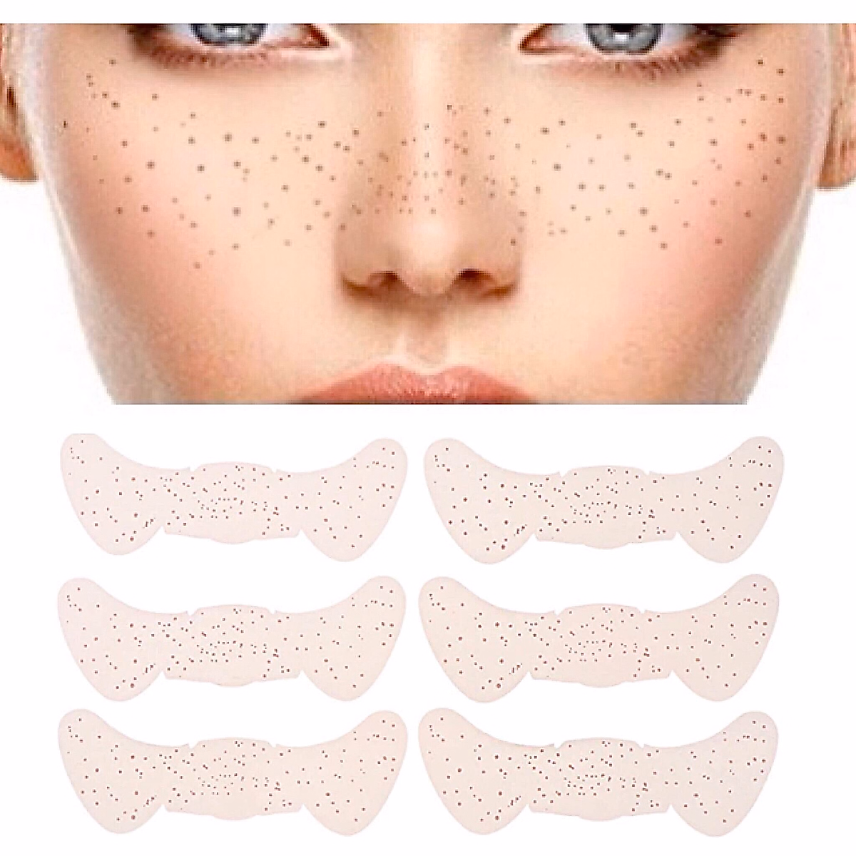 Frecklyz Waterproof Freckles - Pack of 6 Temporary Tattoo Face Stickers - Natural Looking Fake Tattoos Freckle Patch - Waterproof Makeup Accessories for Women