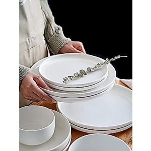 Kanwone Porcelain Dessert Salad Plates - 8 Inch - Set of 6, White, Microwave and Dishwasher Safe Plates