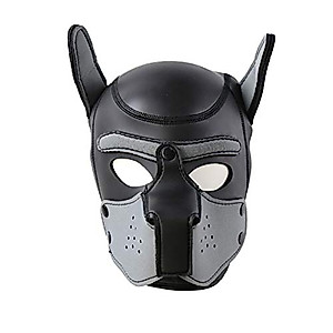Moleney Adults Neoprene Puppy Hood Mask, Removable Cosplay Dog Full Face Pup Hood Mask