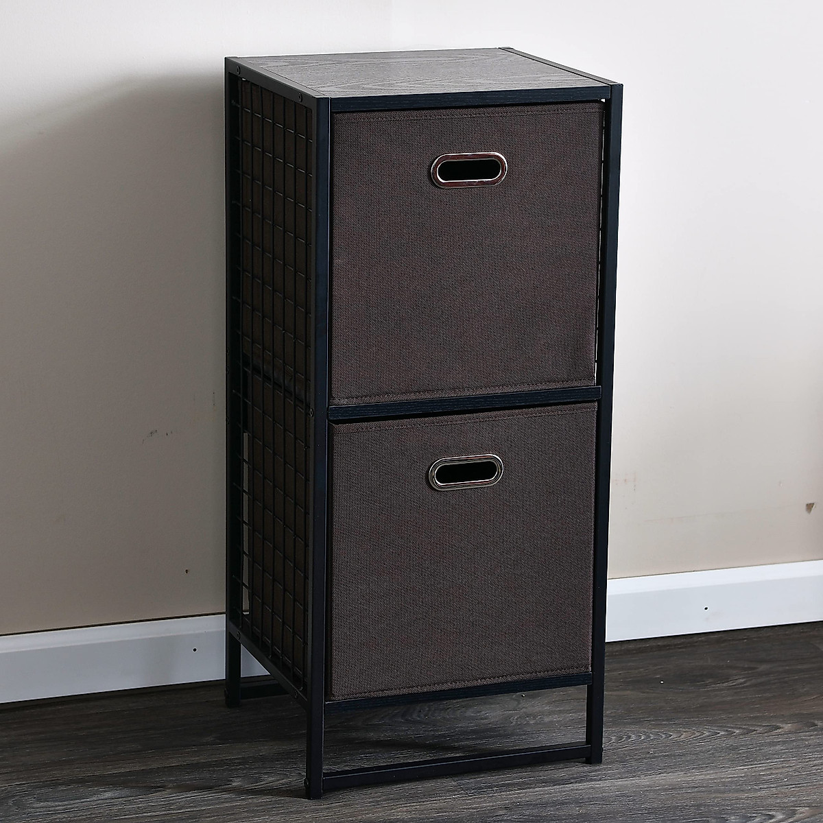 Household Essentials, Chocolate Brown 2 Pack Open Storage Bins with Dual Handles, 13 x 12 x 13