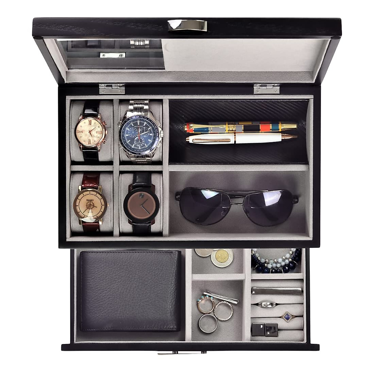 Decorebay Sawyer Valet Station, Watch Case and Jewelry Box Organizer