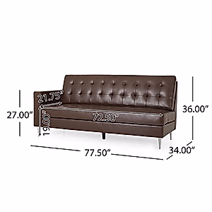 Christopher Knight Home Gebo Sofas, Dark Brown + Chrome