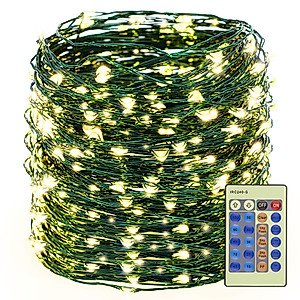 Decute 500LED 164FT Christmas Tree String Lights Green Wire Dimmable with Remote Control, UL Listed Plug in Fairy Starry Lights Decorative for Christmas Tree Party Wedding Indoor Outdoor Warm White