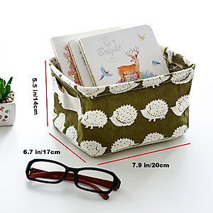 4 Pack Canvas Storage Basket Bins, Home Decor Organizers Bag for Adult Makeup, Baby Toys Liners, Books (4 pack, Tree,bear,hedgehog,whale)