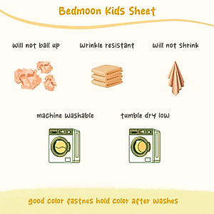 Bedmoon Boys Girls Twin Sheets, Kids Yellow Star Bed Sheet Set with Non-Slip Fitted Sheet, Boys Girls Star Soft Microfiber Twin Sheets & Pillowcases