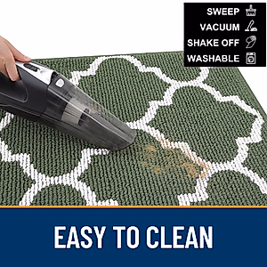 OLANLY Indoor Door Mat, 32x20, Non-Slip Absorbent Resist Dirt Entrance Mat, Washable Low-Profile Inside Floor Mat Doormats for Entryway, Green
