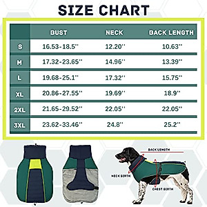 T'CHAQUE Warm Dog Jacket, Cold Weather Coat for Small Medium Large Dogs, Waterproof Reflective Turtleneck Dog Vest, Winter Fleece Dog Outfit with Leash Ring Windproof Adjustable Dog Apparel Clothes