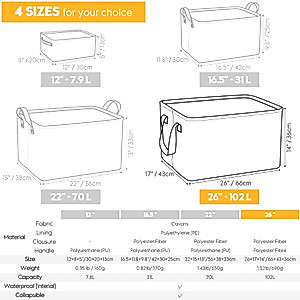 Hinwo 102L XXL Storage Bins, 2-Pack Closet Organizers and Storage, Foldable Clothes Storage Baskets with Handles, Containers for Clothing, Blanket, Comforters, Toys, Bedding (Black Stripe)