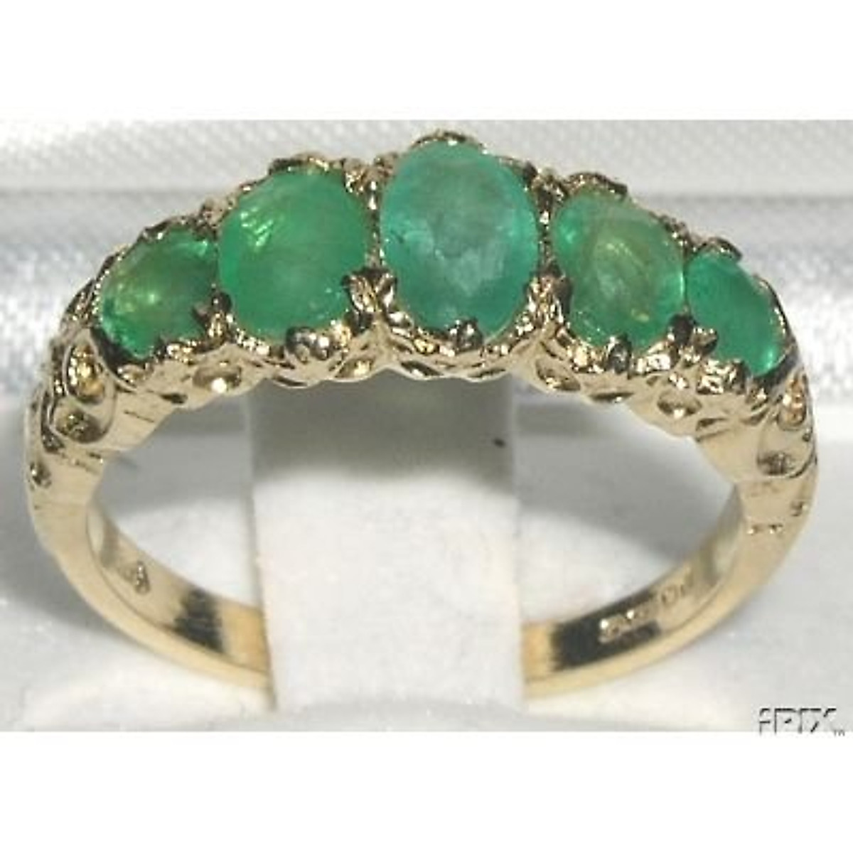 LetsBuyGold 14k Yellow Gold Natural Emerald Womens Anniversary Ring - Size 10.25