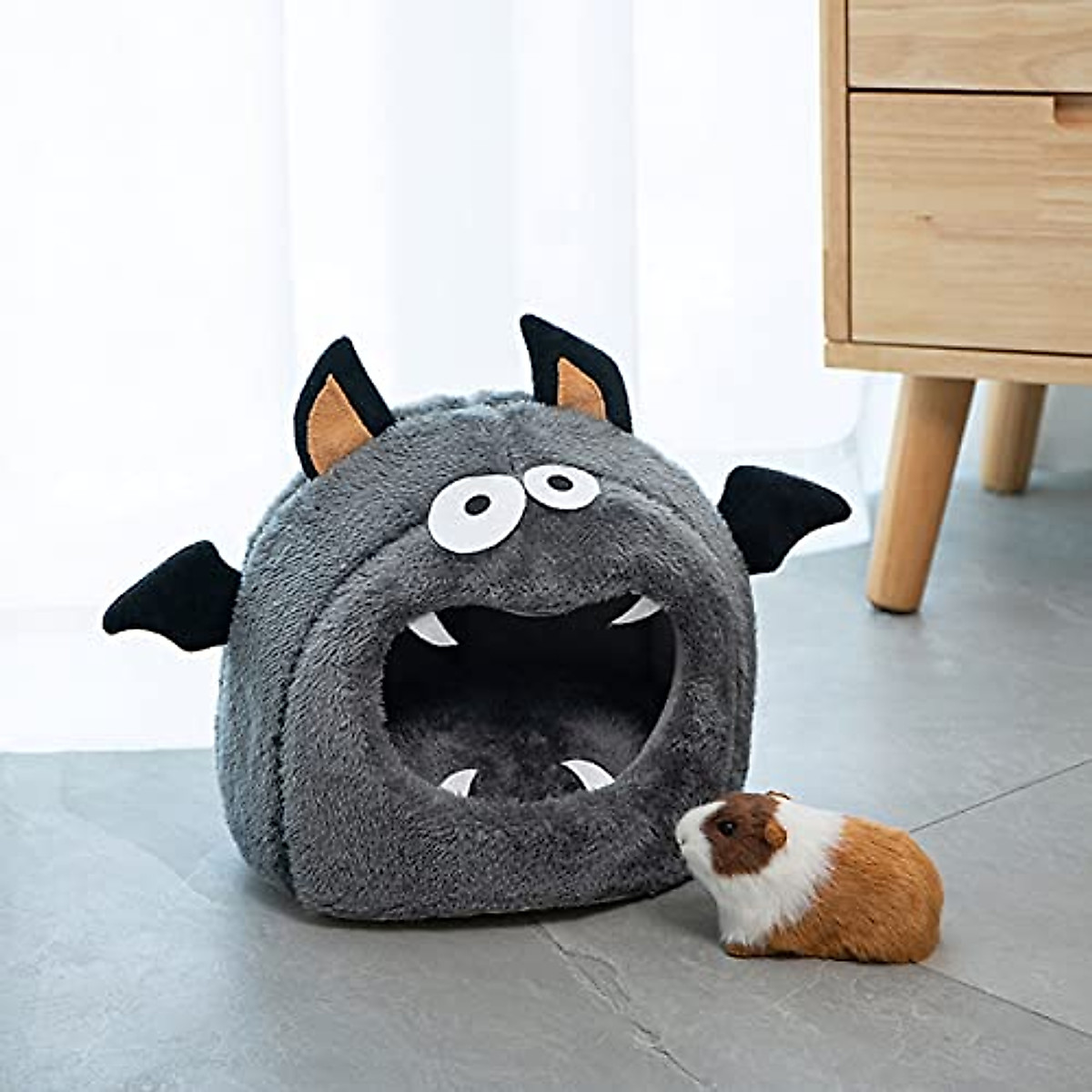 leasote Hamster Sleeping Bed, Bat Shaped Lovely Small Pet Sleeping House Soft Nest Warm Bed Cage for Guinea Pigs Hamsters Ferrets Dwarf Rabbits Rats Hedgehogs Chinchilla Grey