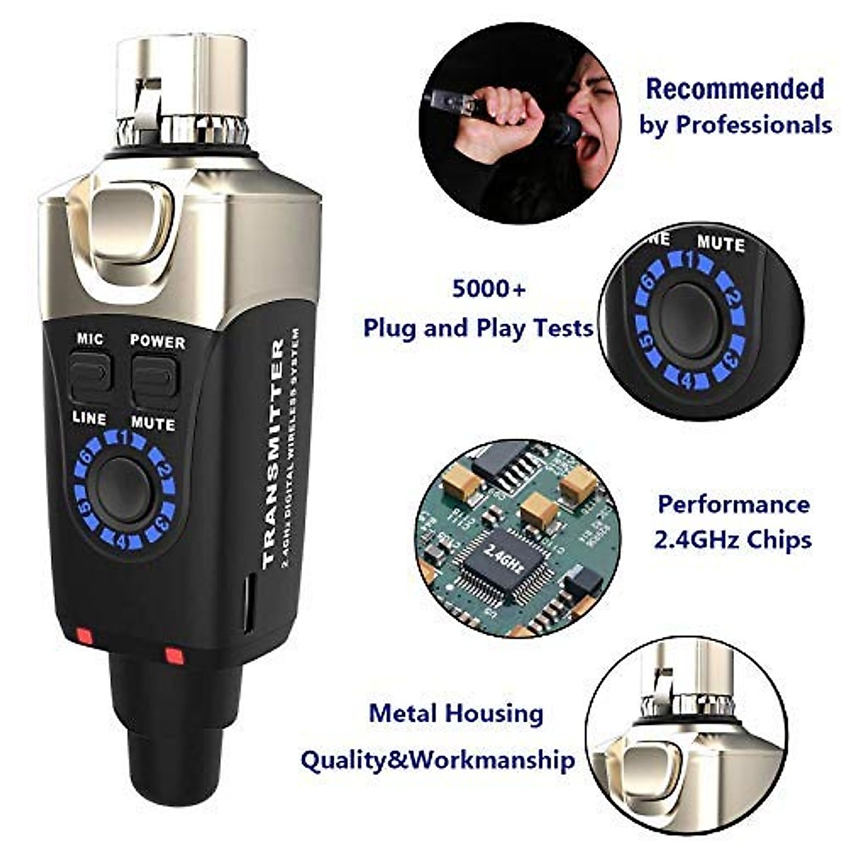 Xvive U3 XLR Microphone Wireless System 2.4GHz Wireless XLR Transmitter and Receiver for Dynamic Microphone, Audio Mixer, PA System
